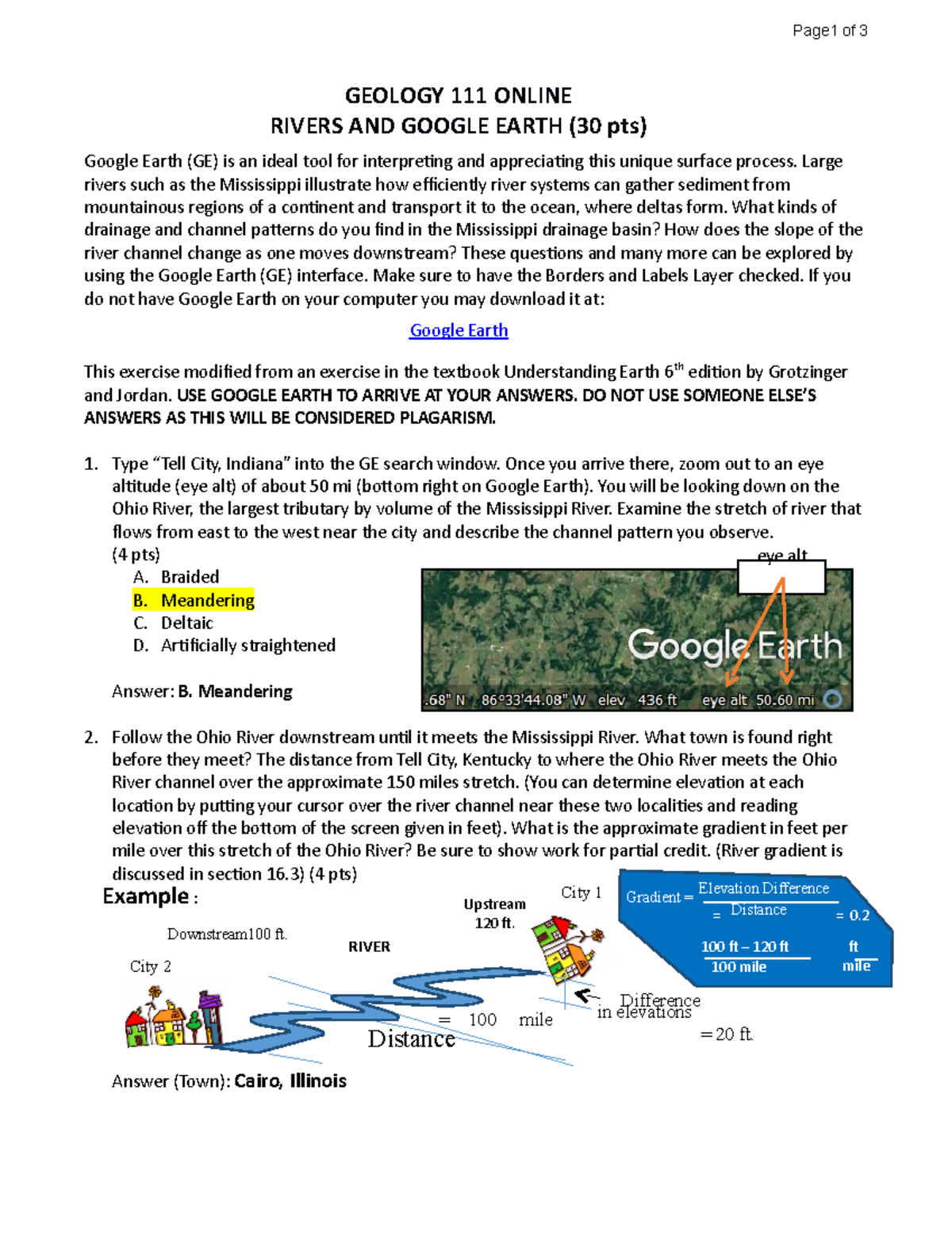 Assignment 7B Rivers and Google Earth - Distance Difference = 100 mile ...
