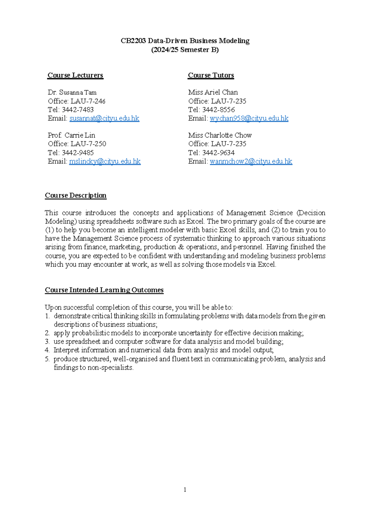 CB2203 Data-Driven Business Modeling Course Outline & Requirements ...