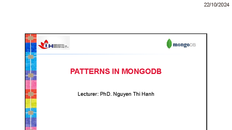 Chapter 04: Patterns in MongoDB - Data Modeling Insights - Studocu