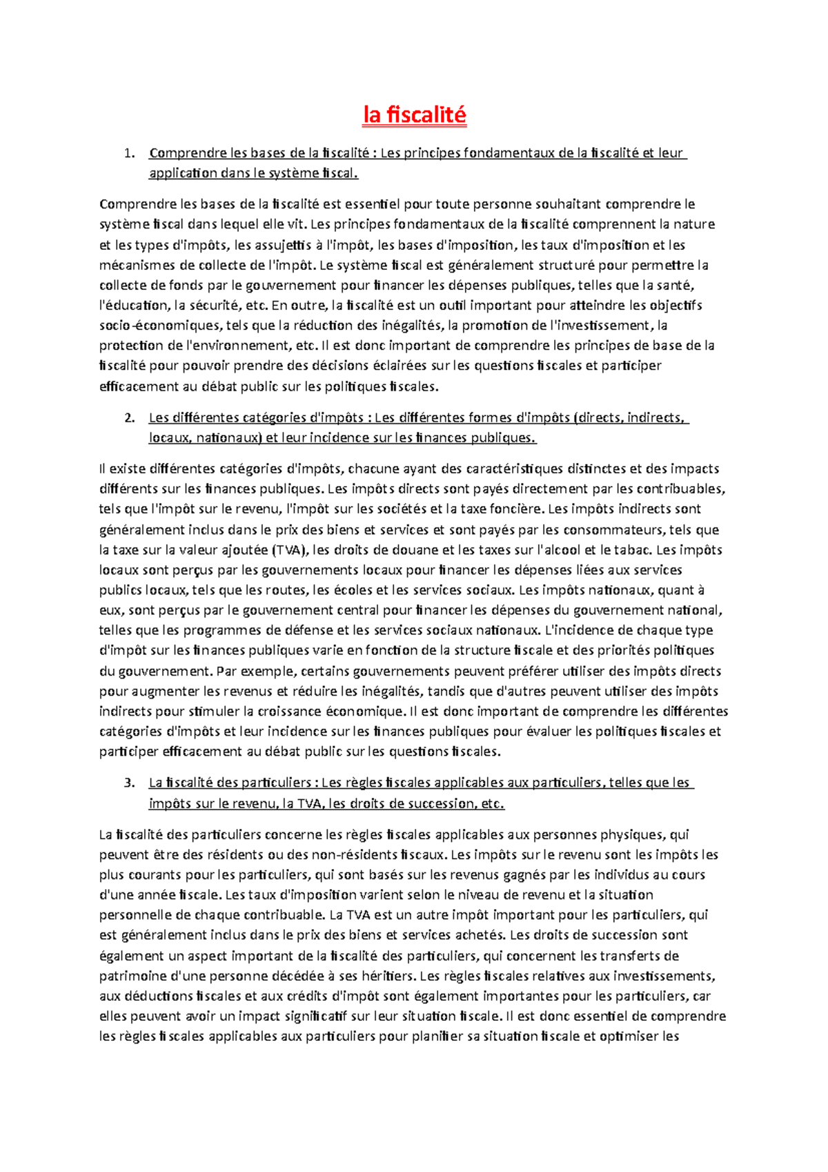 Comprendre la Fiscalité: Principes et Stratégies Essentielles - Studocu