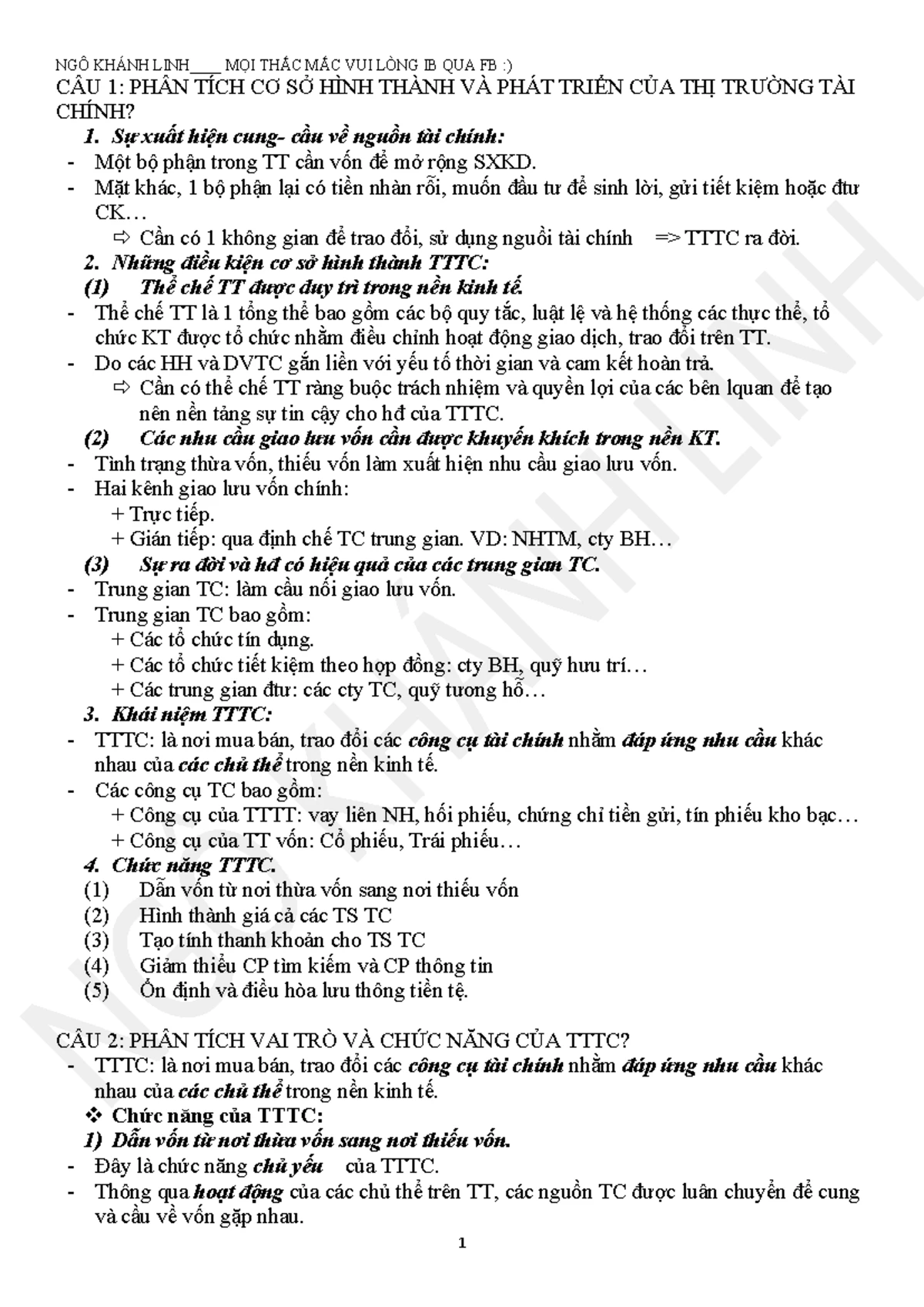 Tttc-tnm - Tổng hợp Thị Trường Tài Chính từ Chương 1 đến 5 - Studocu