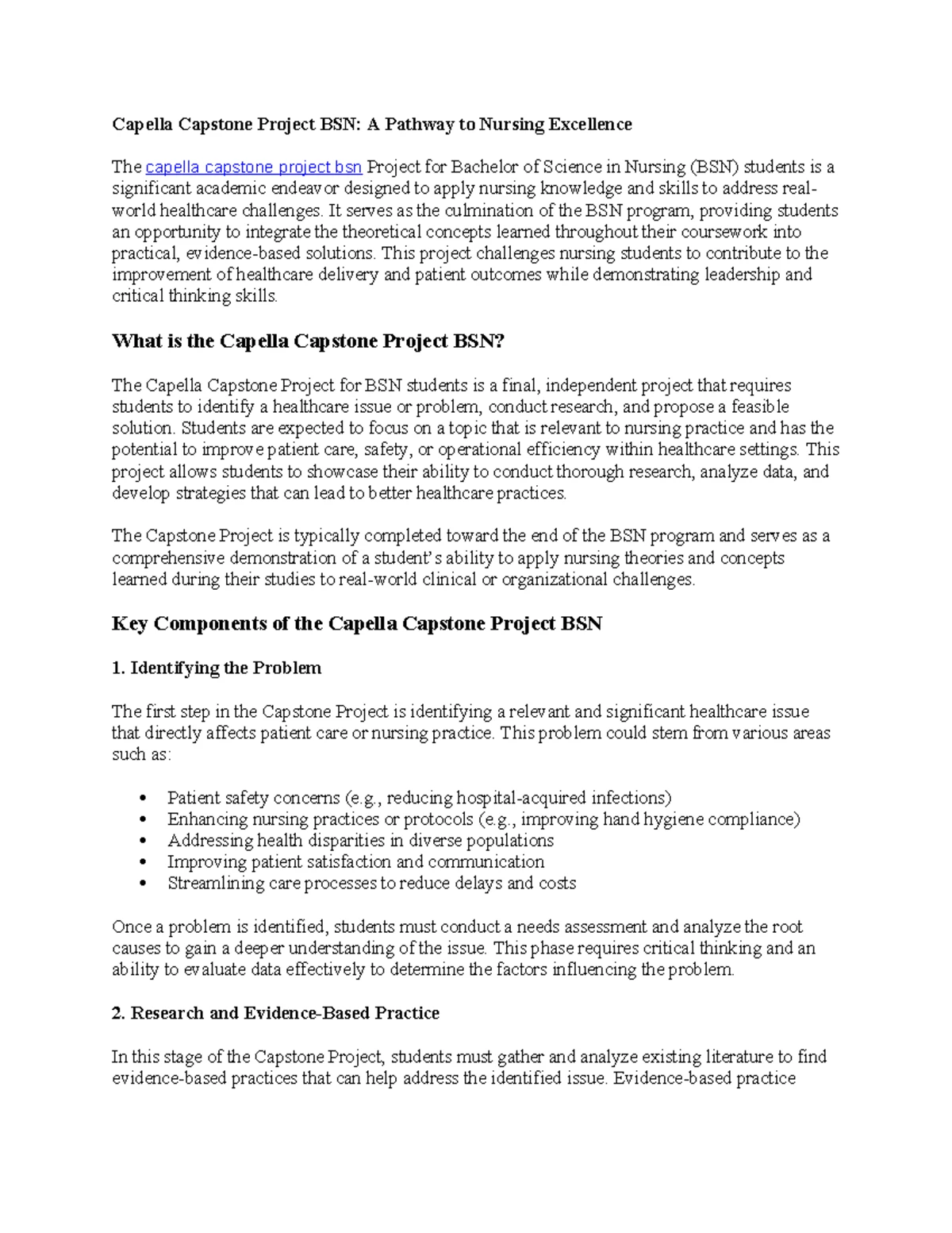 27 capella capstone project bsn - Title: Navigating the Capella ...