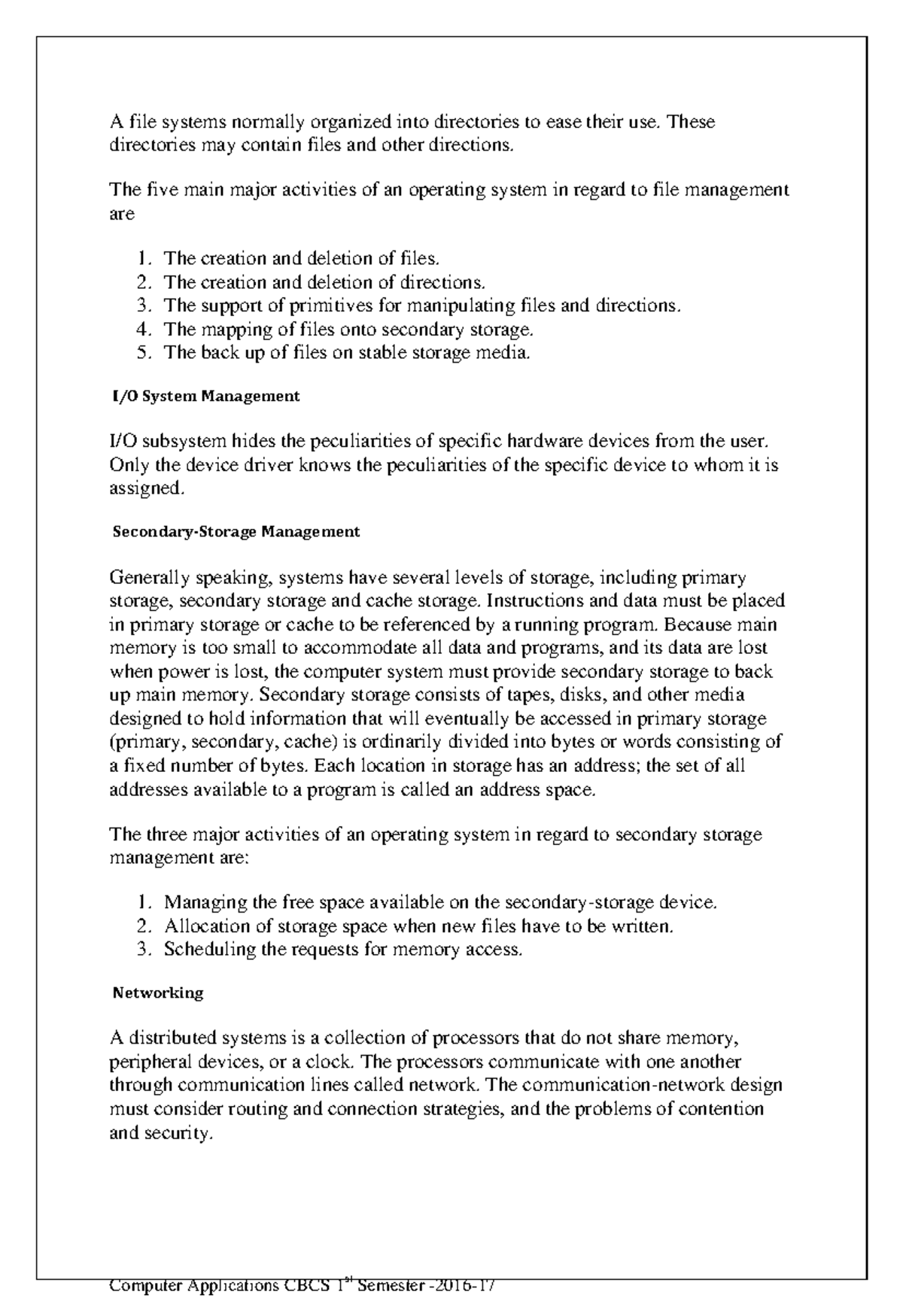 Computer Applications 5th Sem - File and Operating System Management ...