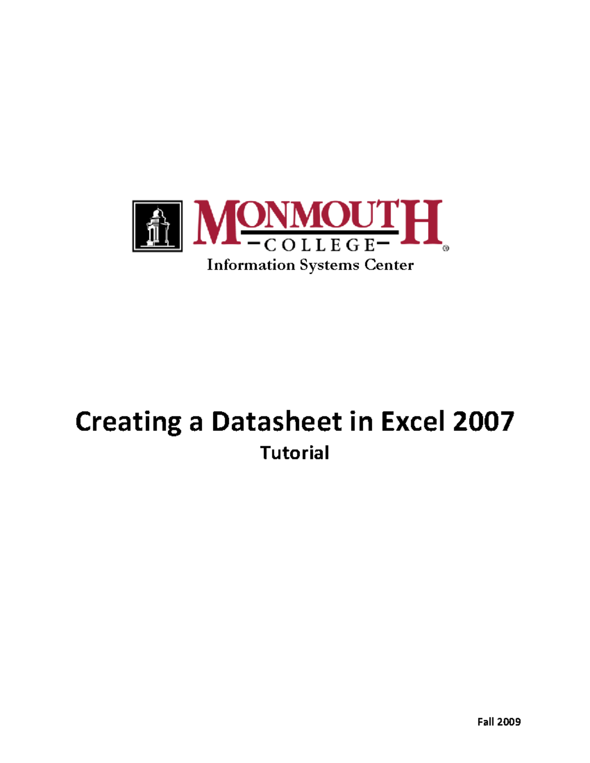 IS 101: Creating a Datasheet in Excel 2007 - Tutorial Guide - Studocu