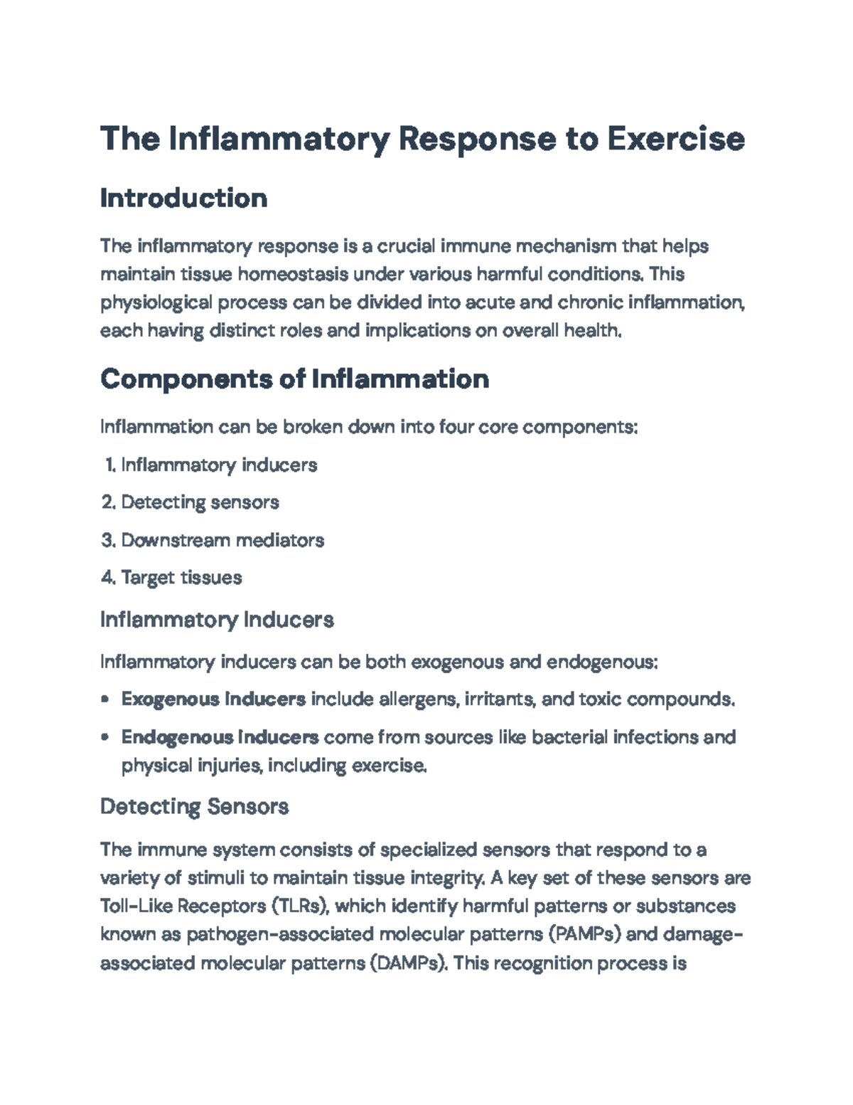 The Inflammatory Response to Exercise: Acute & Chronic Effects Overview ...
