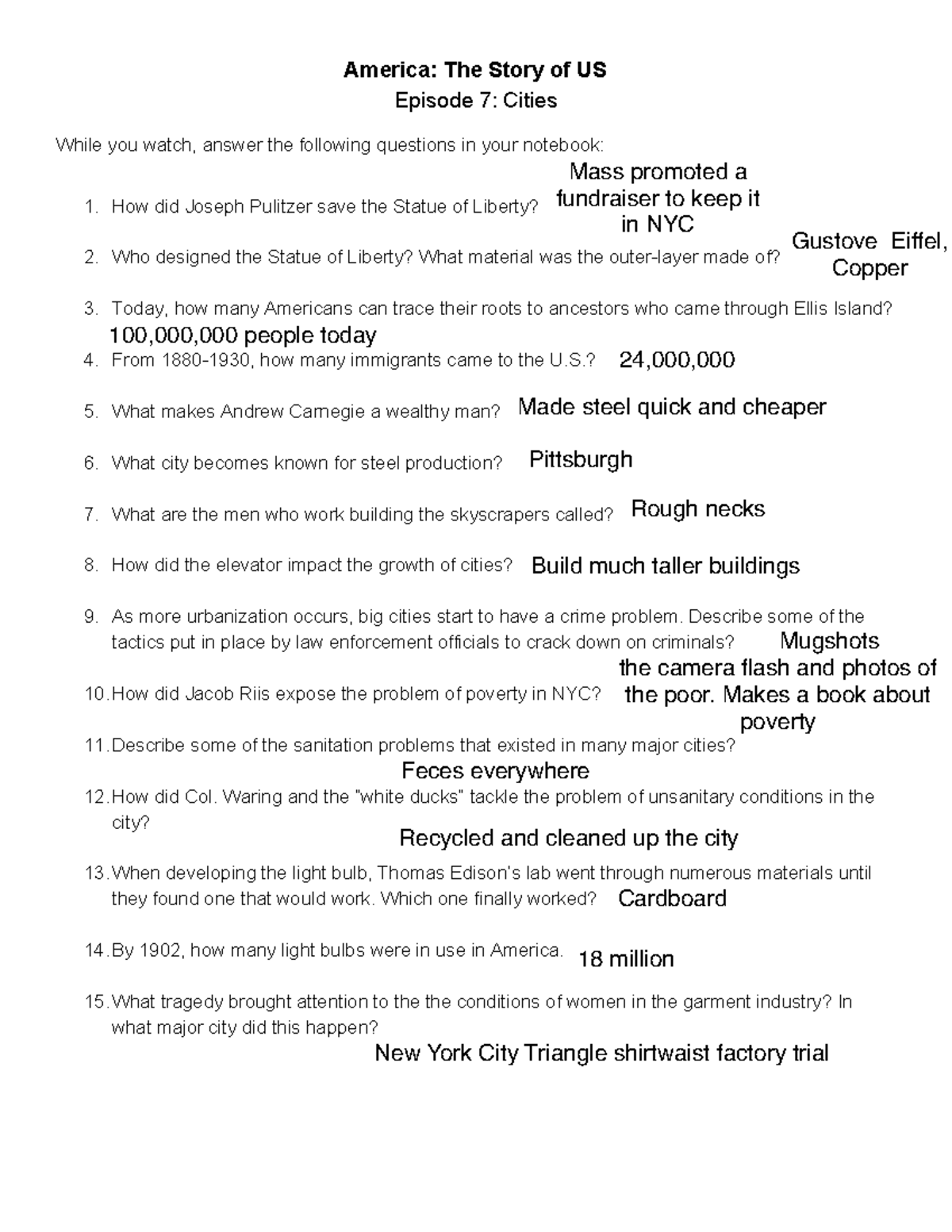 America: The Story of Us - Episode 7: Cities Discussion Questions - Studocu