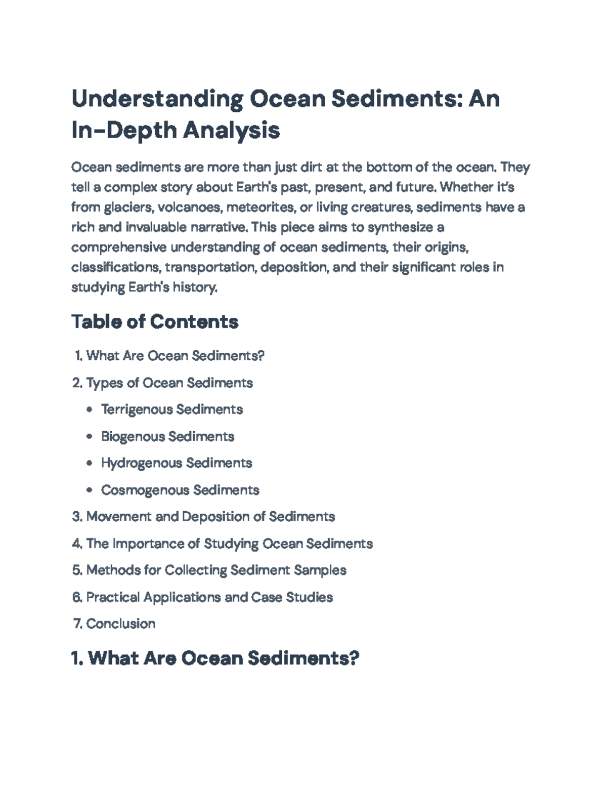 Understanding Ocean Sediments: Origins, Types, and Significance ...