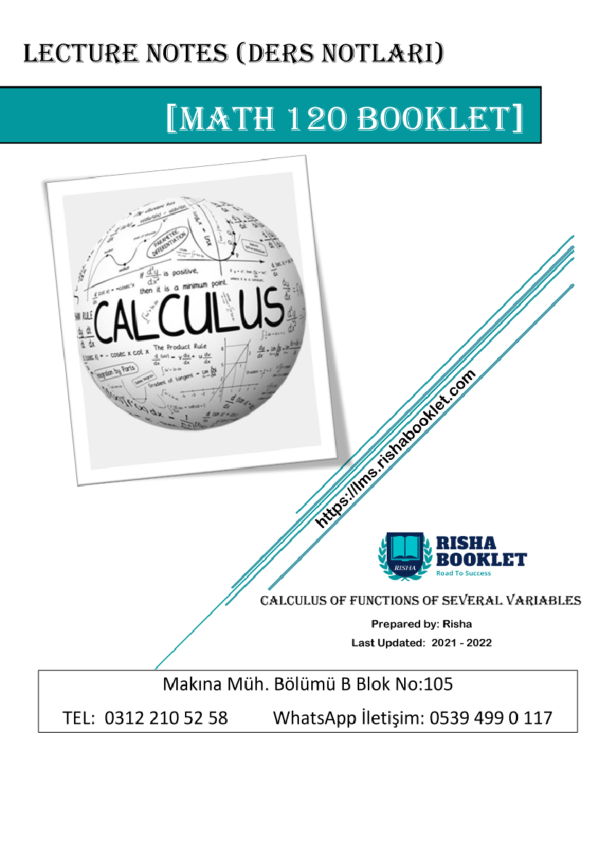 Math120Booklet - Calculus 2 notes - LECTURE NOTES (DERS NOTLARI) 120 is ...