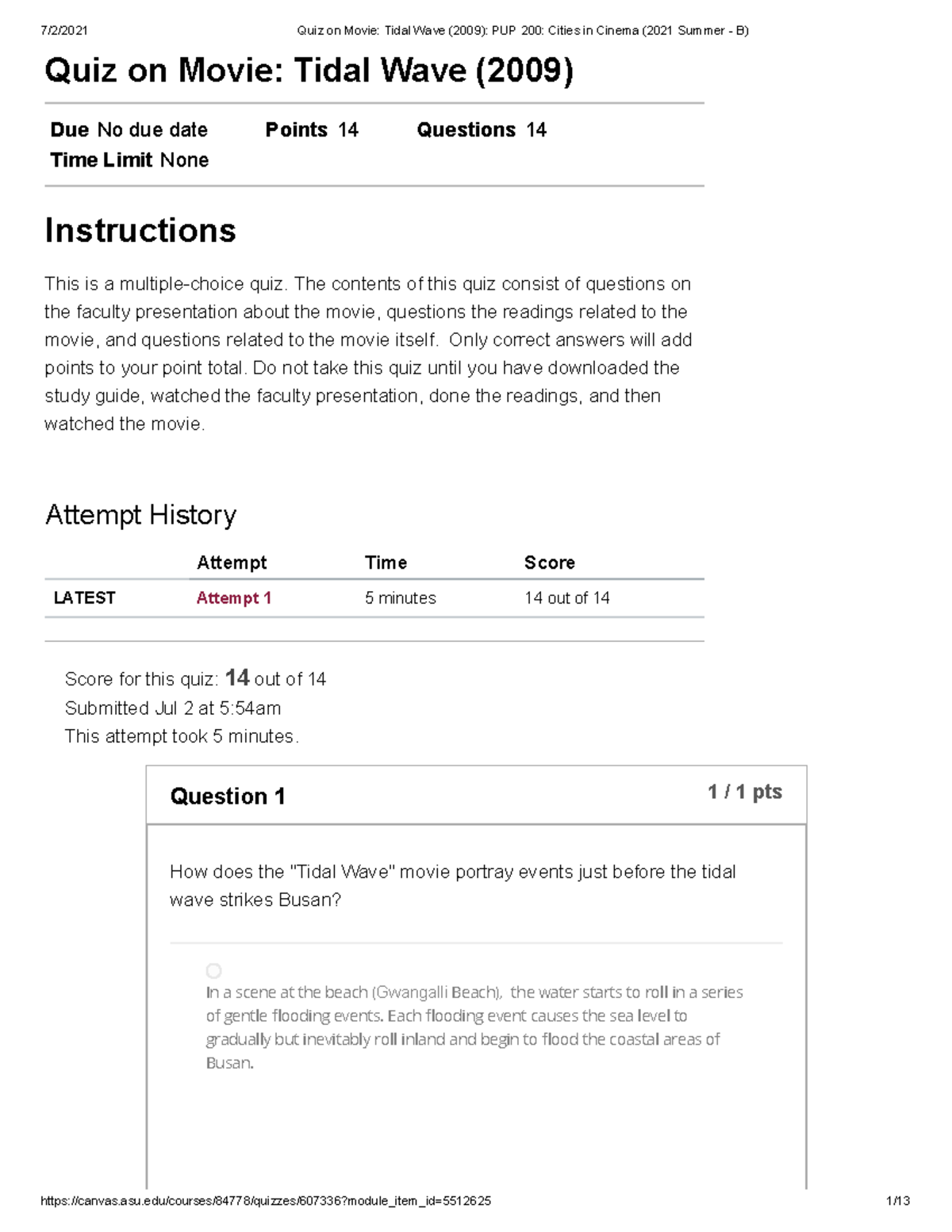 Quiz on Movie Tidal Wave (2009 ) PUP 200 Cities in Cinema (2021 Summer ...