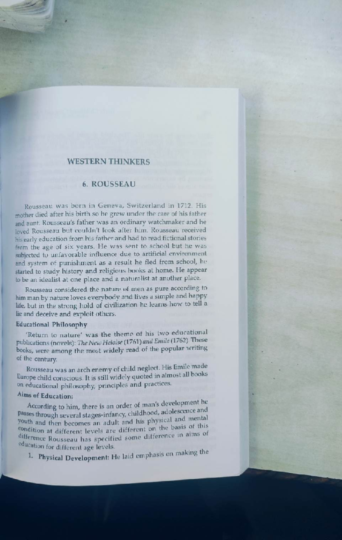 ECCE: Insights on Western Thinkers - Rousseau and Froebel - Studocu