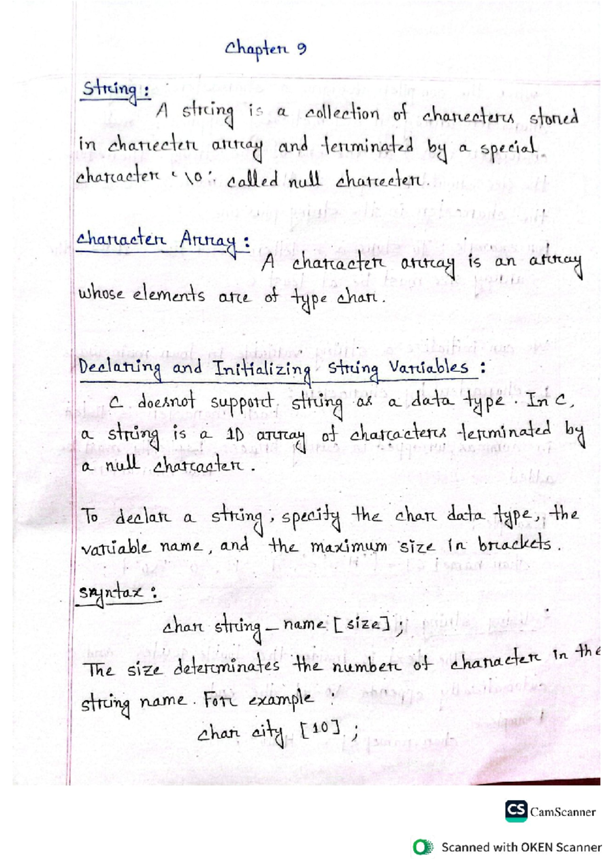 CSE - Chapter 9: Understanding Strings and Functions in C - Studocu