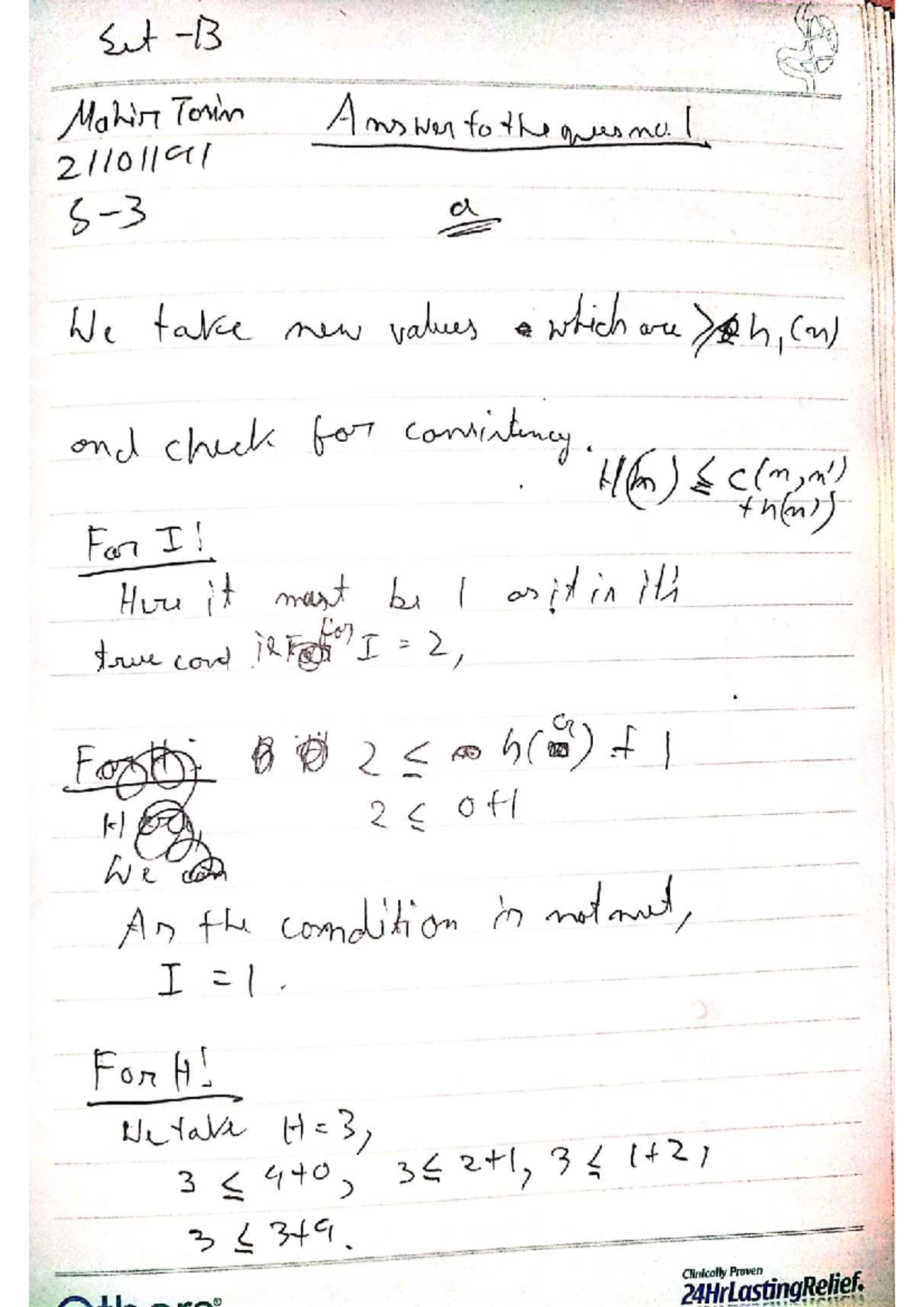 Mahir Tasin Islam: Consistency Analysis and Probabilities (21101141 ...
