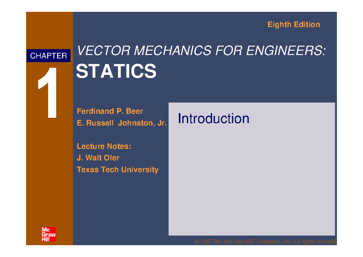 Chapter 1 Introduction: Vector Mechanics for Engineers (Stat 8th Ed ...