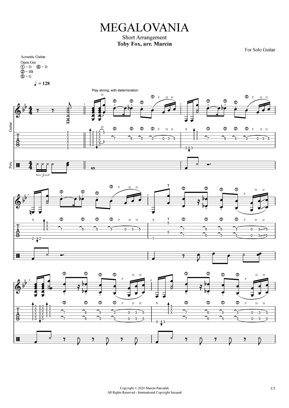 MEGALOVANIA Solo Guitar Arrangement - TAB by Marcin - Studocu