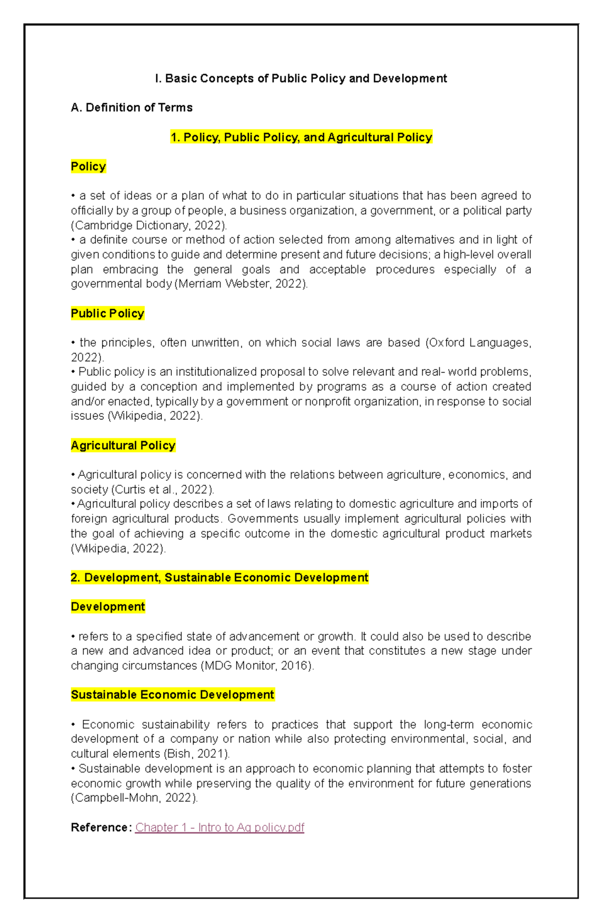Lesson 1: Fundamental Concepts in Public Policy & Development (AGP 101 ...