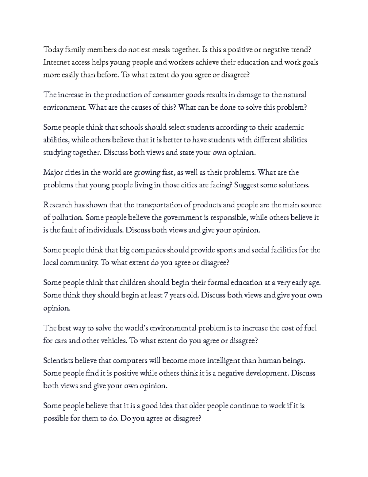 IELTS Writing Task 2: Discussing Various Social Issues and Opinions ...