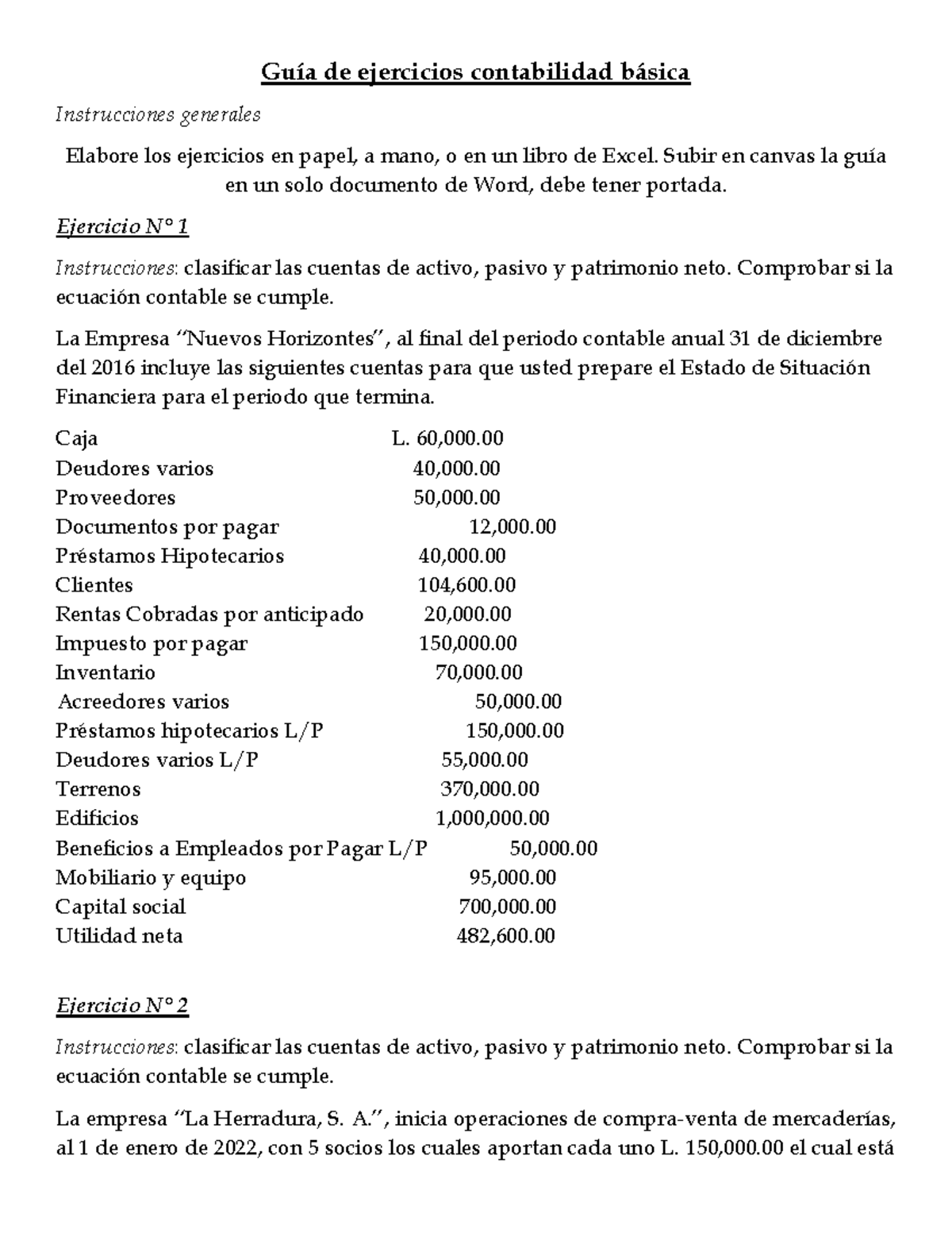 Guía de Ejercicios Contables - Contabilidad Básica (CB101) - Studocu