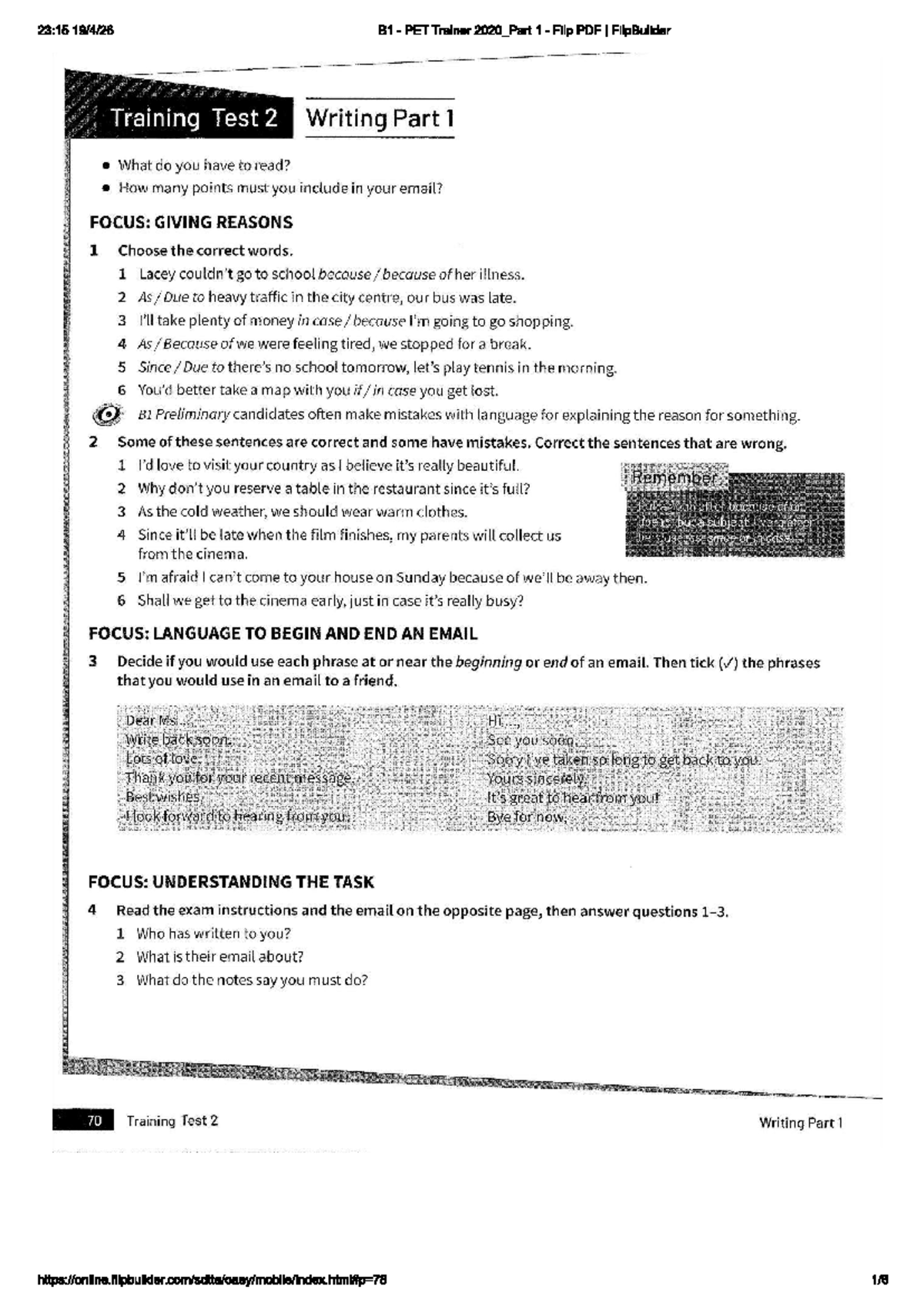 23:15 B1 PET Trainer 2020 - Writing Test Part 1 & 2 Guide - Studocu