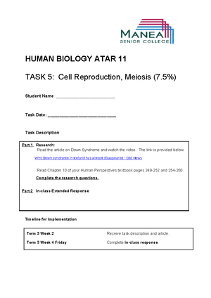 [Solved] how to study Human biology ATAR - Human Biology- Unit 2 - Studocu