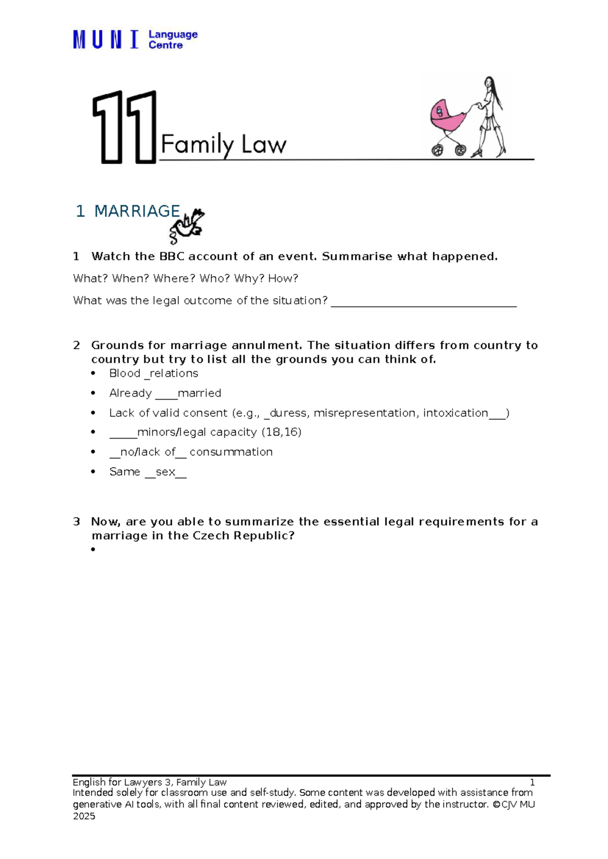 2025 Family Law Lesson 11: Marriage and Divorce in the Czech Republic ...