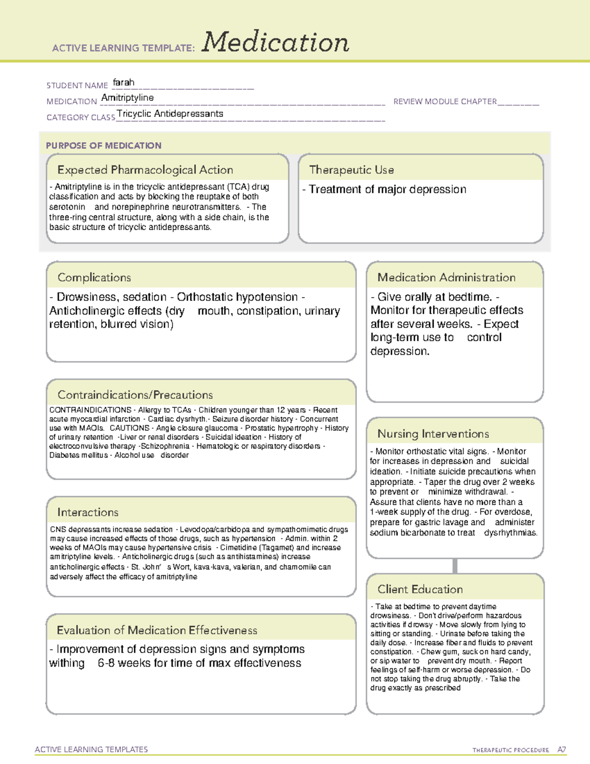 Active Learning Template: Medication Review for Therapeutic Procedure A ...