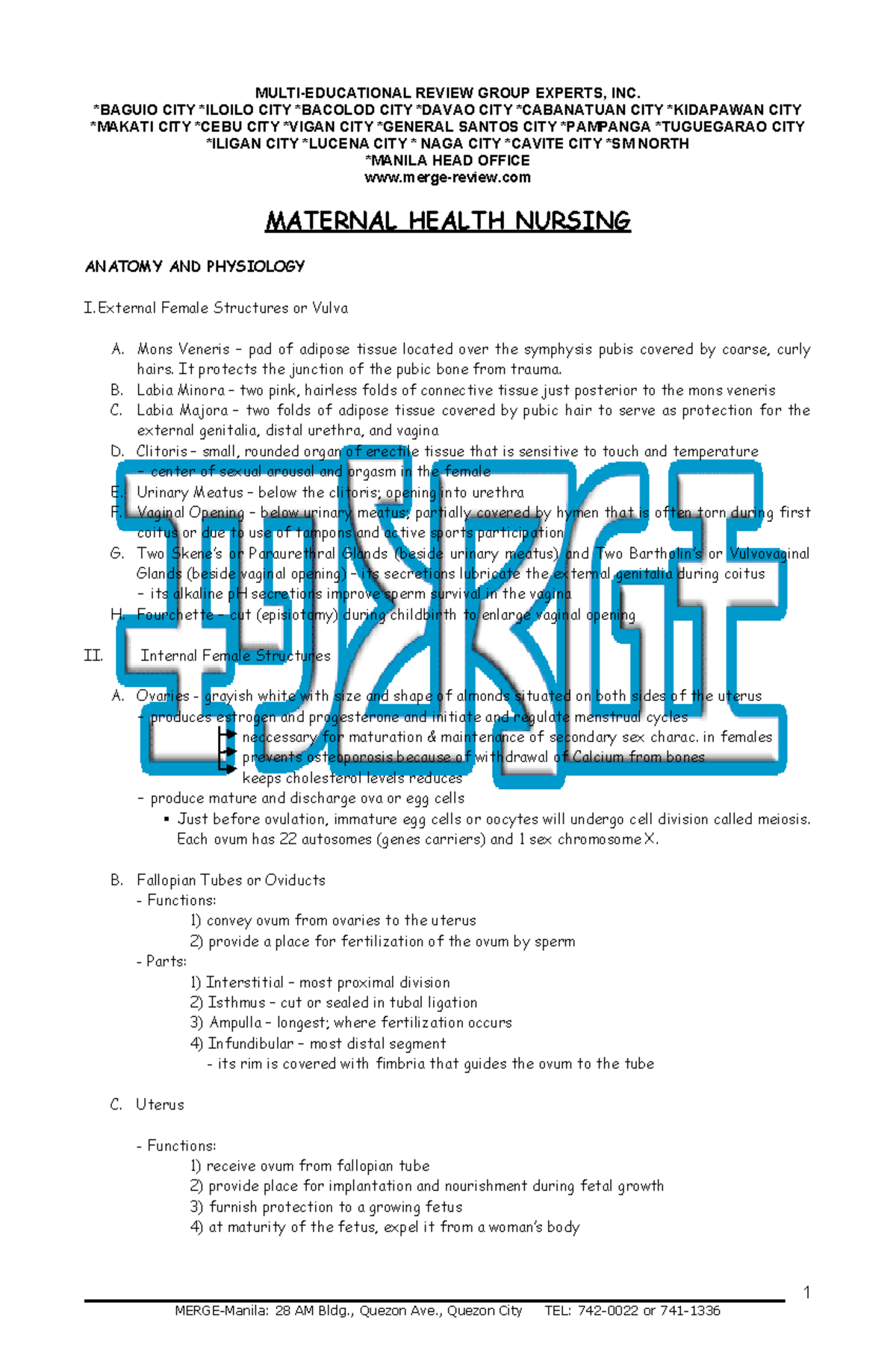 OB Nursing Notes: Anatomy, Physiology, and Maternal Health Insights ...