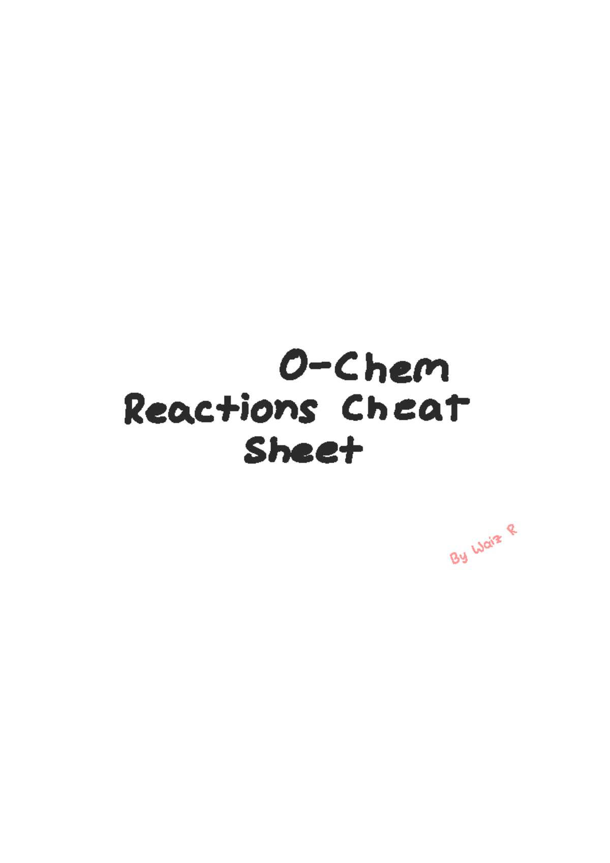 Chemical Reactions Cheat Sheet - Organic Chemistry R - Studocu