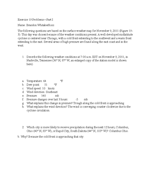 Exercise 26 Parts 1 and 2 - Exercise 26 Problems—Part I Name: Brandon WhitakerRoss Using the ...