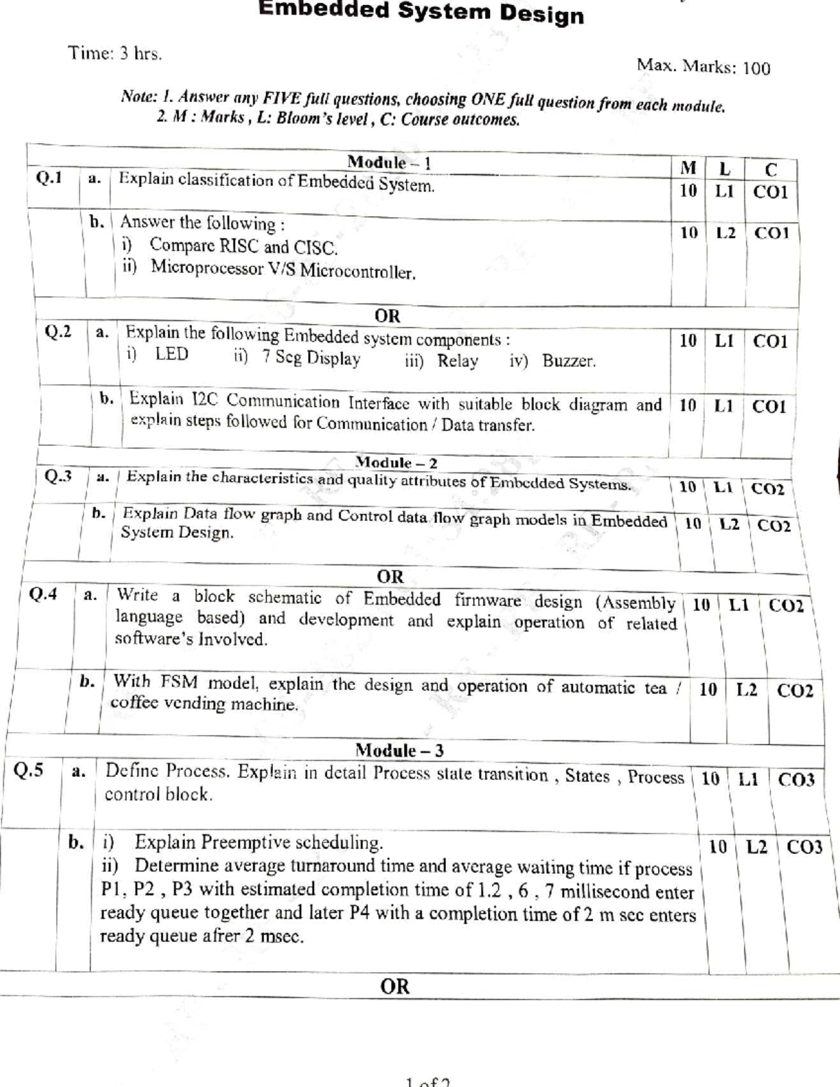 BEC601 - June July 2026 Embedded System Design Exam Paper - Studocu