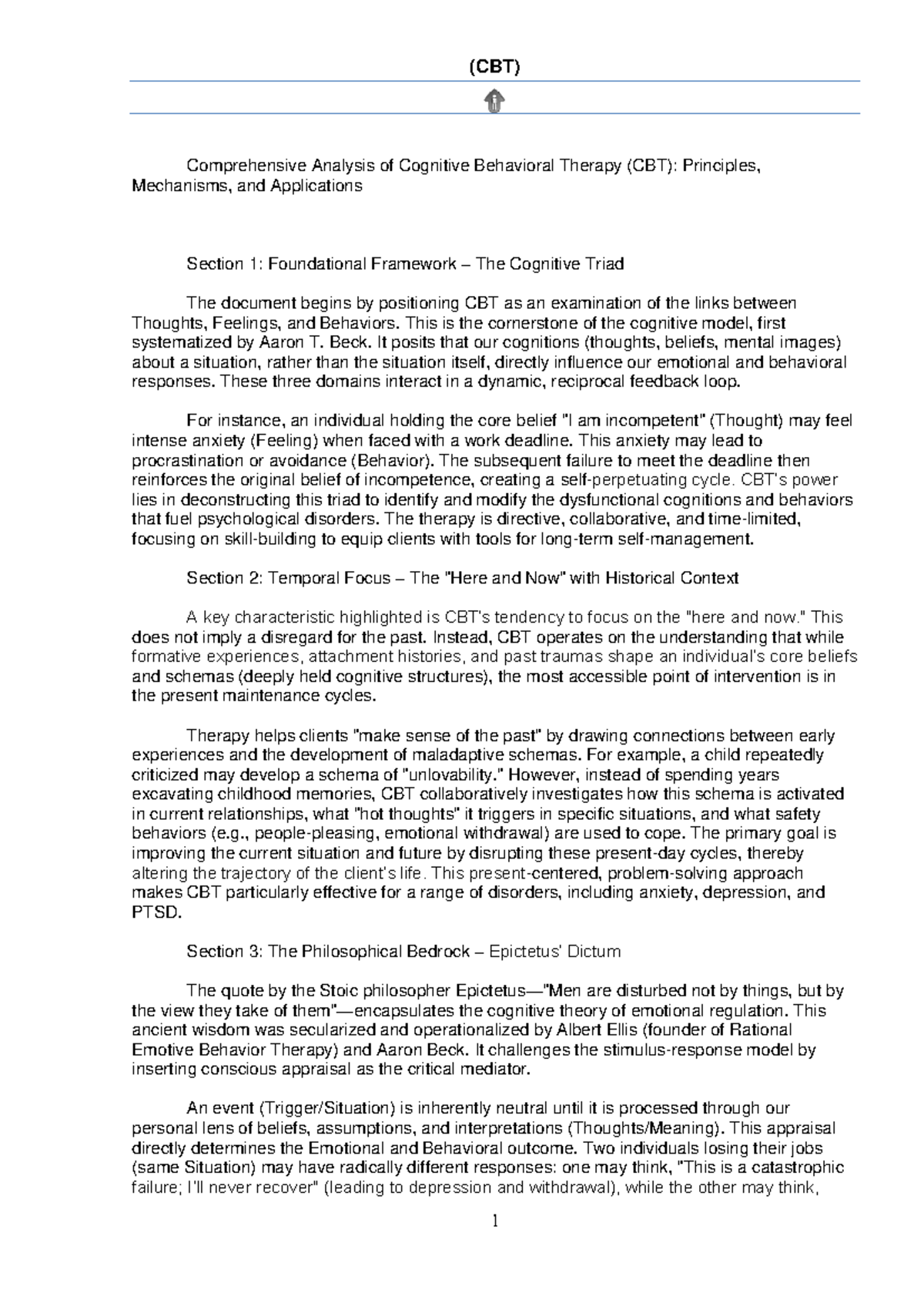 (CBT) Comprehensive Overview of Cognitive Behavioral Therapy Principles ...