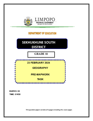 2024 Grade 11 Mapwork TASK Ermelo Marking Guide - MAPWORK TASK (202 4 ...