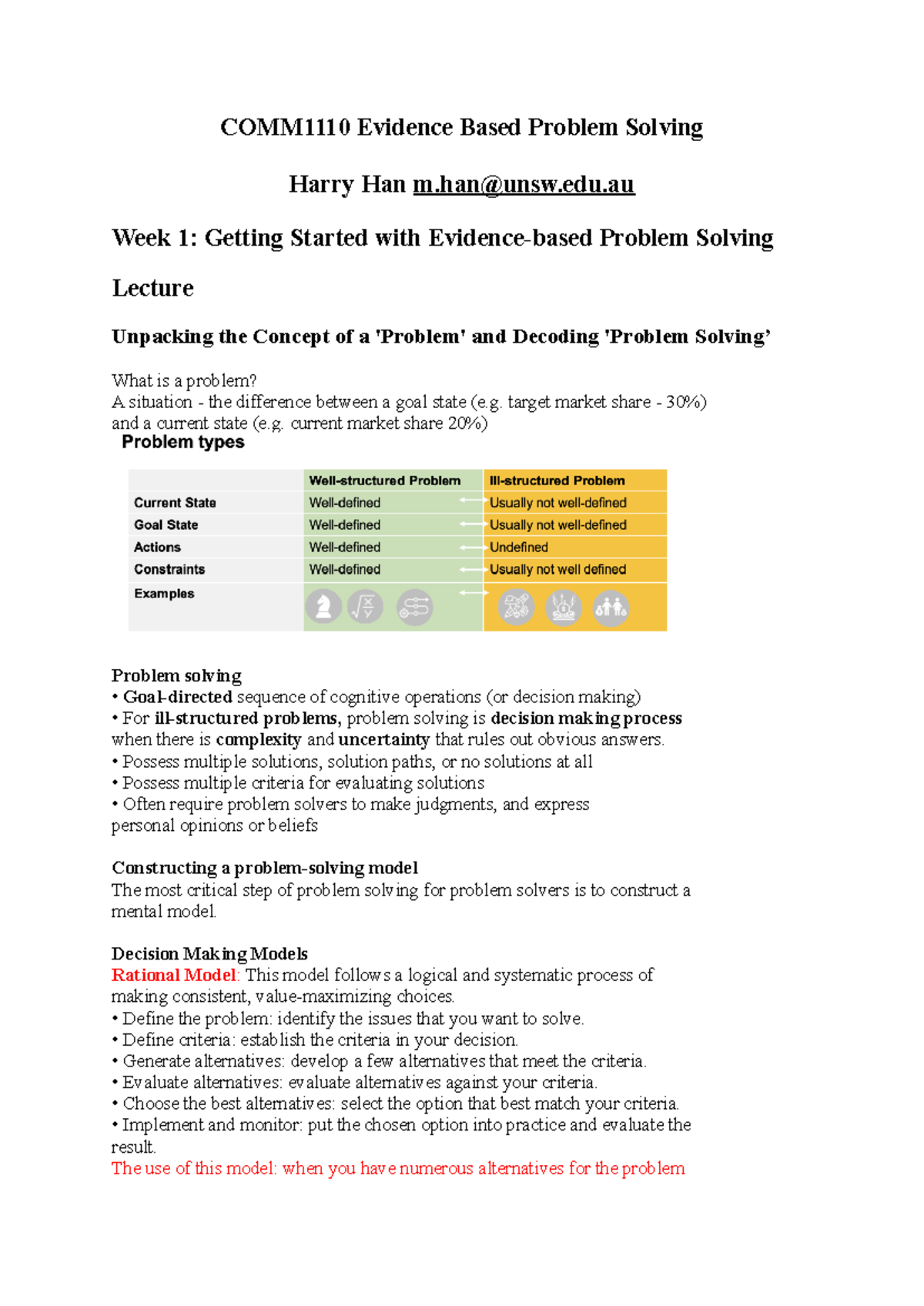 Comm1110 Evidence Based Problem Solving Edu Week 1 Getting Started