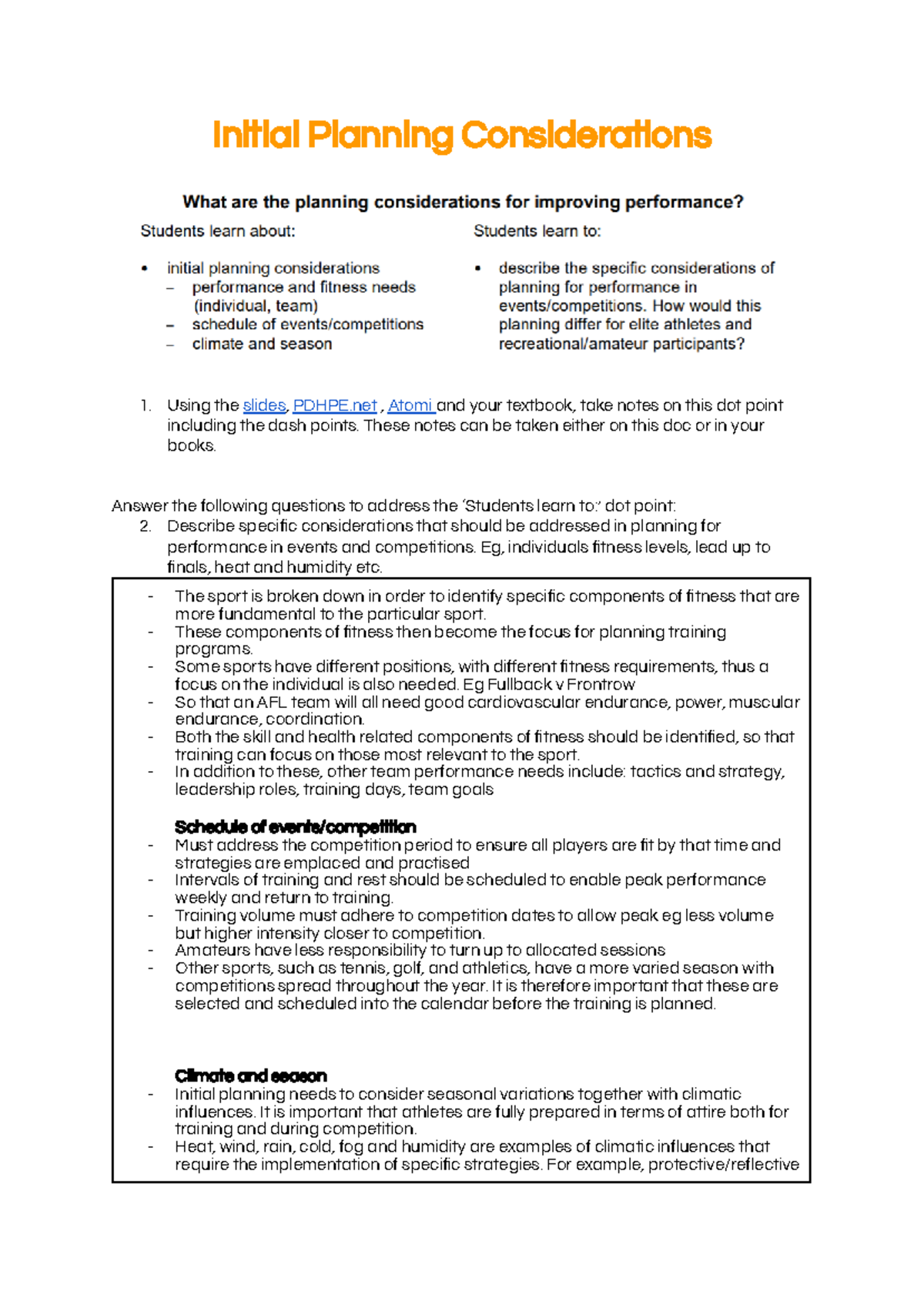 Initial Planning Considerations - Initial Planning Considerations Using ...