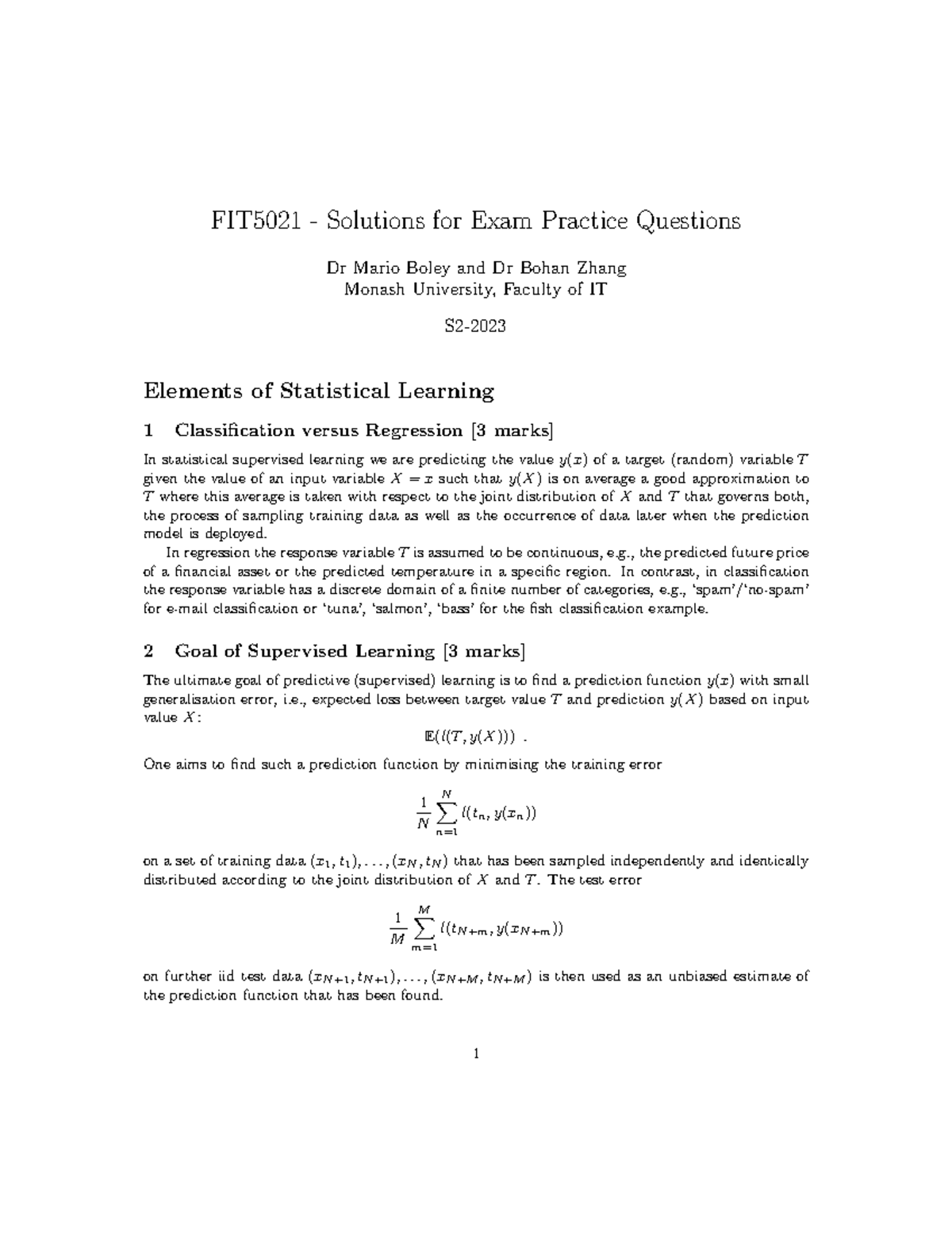 2023 S2 Exam Practice Questions Solutions - FIT5021 - Solutions for ...