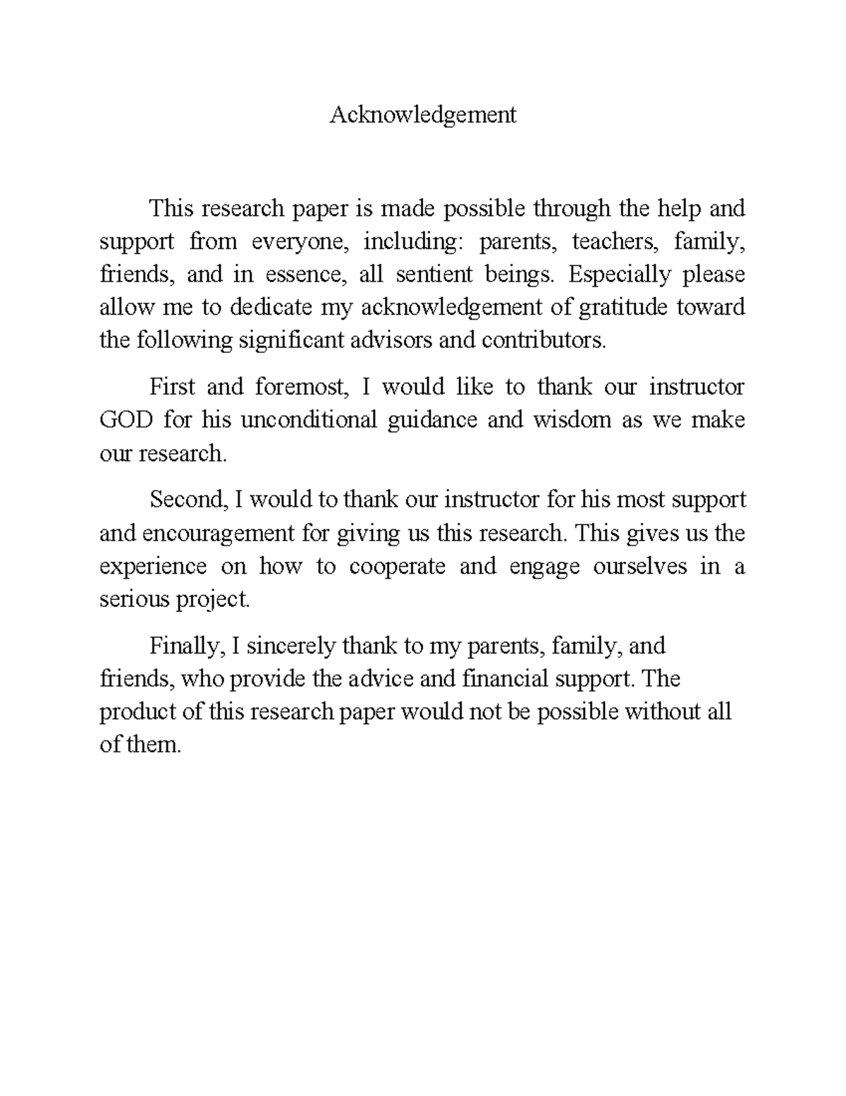 Acknowledgement in Research: Gratitude to Contributors and Supporters ...