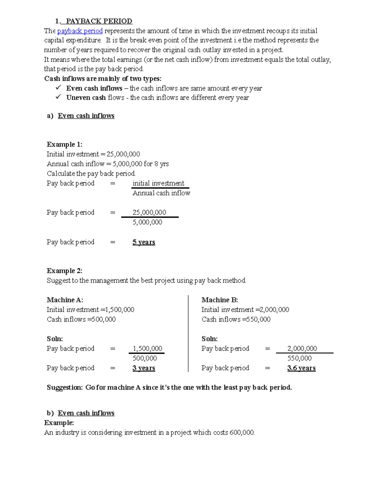 Payback Period and ROI Analysis for Investment Decisions - Studocu