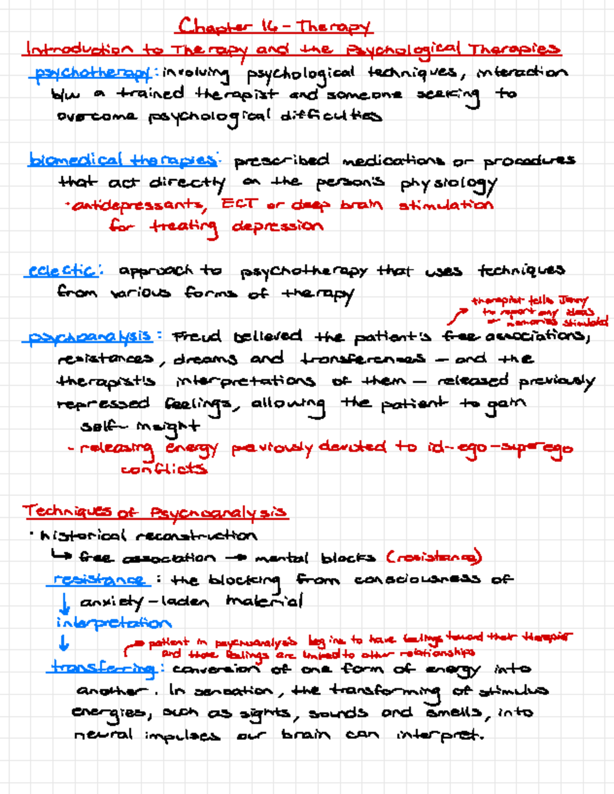 Ch 16 - Therapy: Comprehensive Lecture Notes on Psychotherapies - Studocu