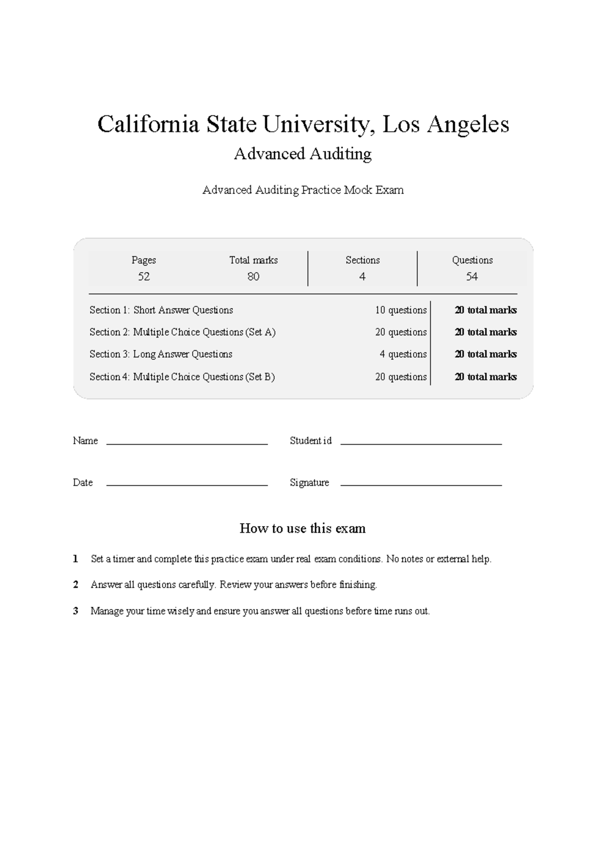 ACCT 5440B Advanced Auditing Practice Test 2026 - Studocu