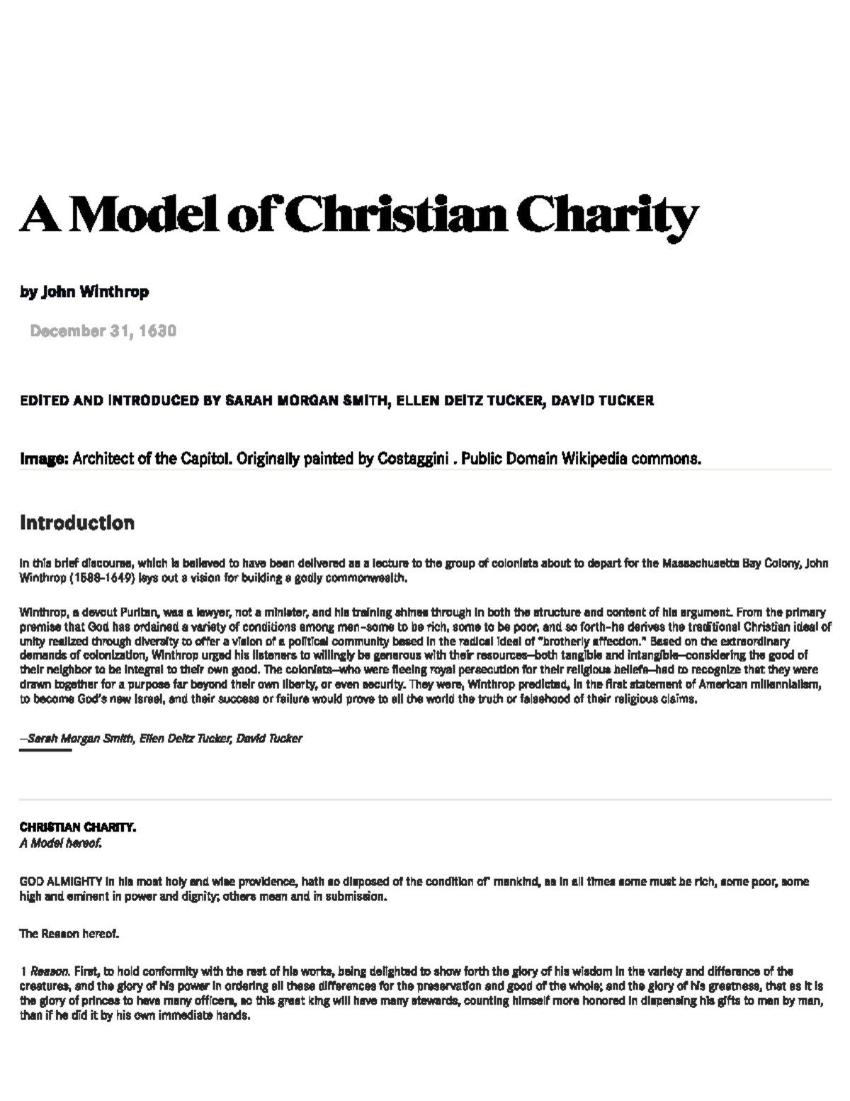 A Model of Christian Charity - Teaching American History Analysis - Studocu