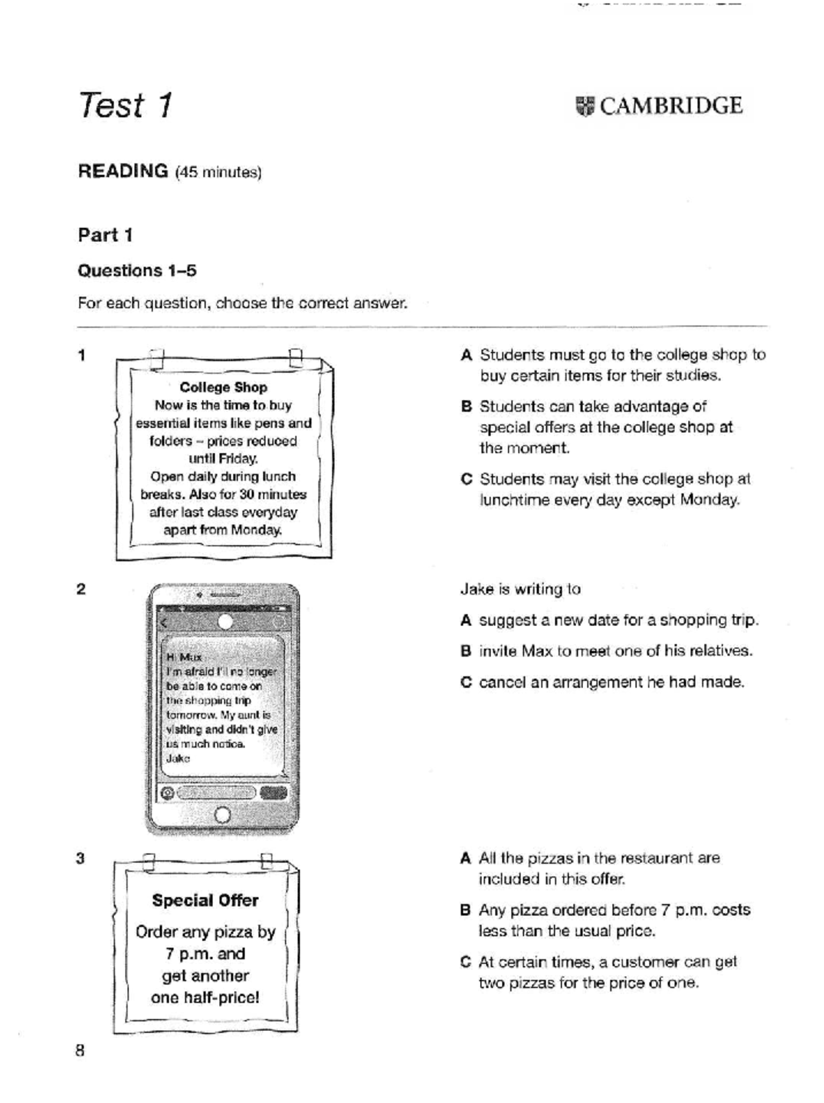 B1 Preliminary Practice Test - Test 1 (22nd April) - Studocu