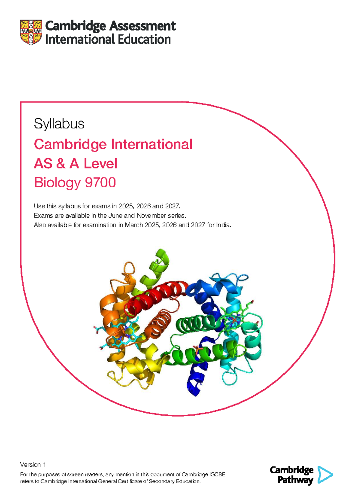 Cambridge International AS A Level Biology 9700 Syllabus Overview (2025 ...
