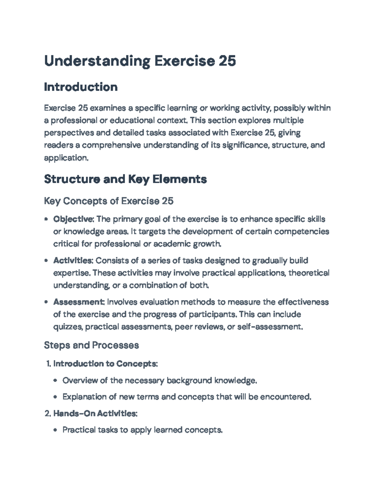 Understanding Exercise 25: Structure, Activities, and Assessments ...