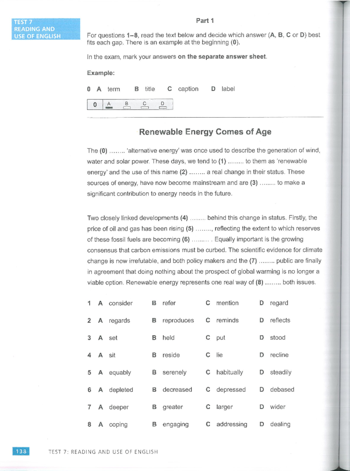 CAE Reading - TEST 7 - This is the test 7 in CEA test of Cambridge ...