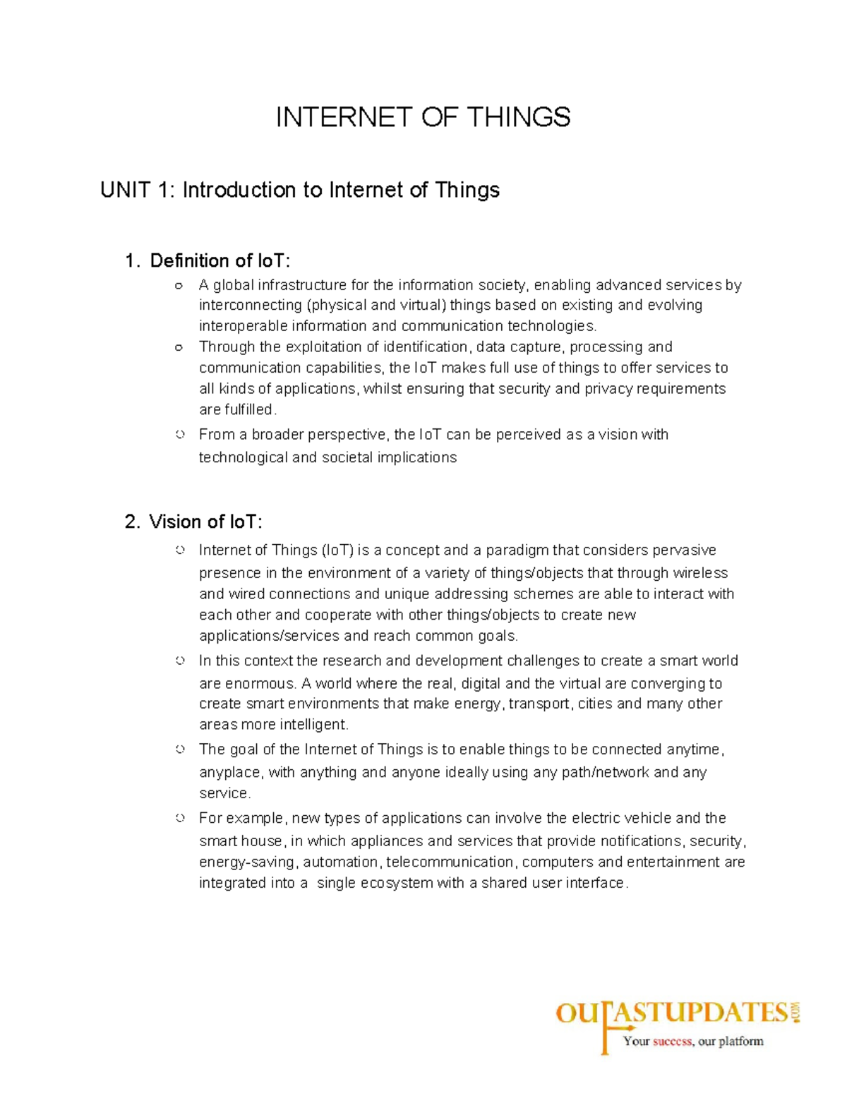 IoT 101: Introduction to Internet of Things - Units 1-5 Overview - Studocu
