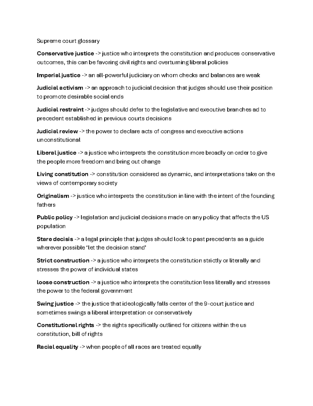 Supreme Court Terminology Glossary - POL 101 Notes - Studocu