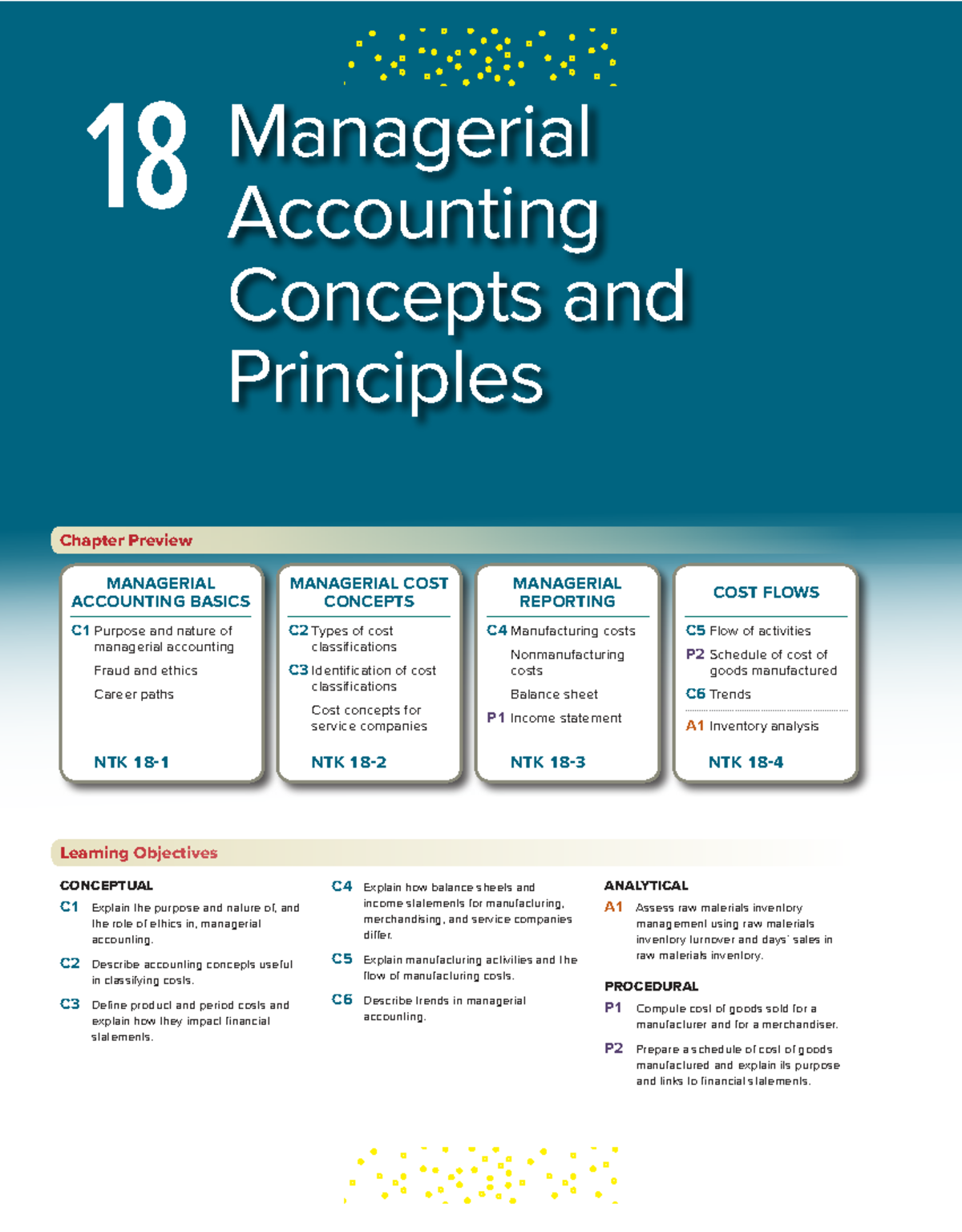 Chapter 18 - Managerial Accounting Concepts and Principles Overview ...