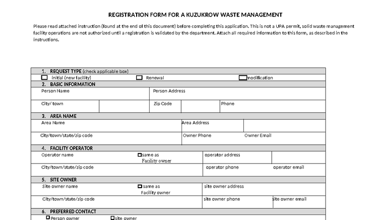 Registration Form for a KU Waste Management Facility Application - Studocu