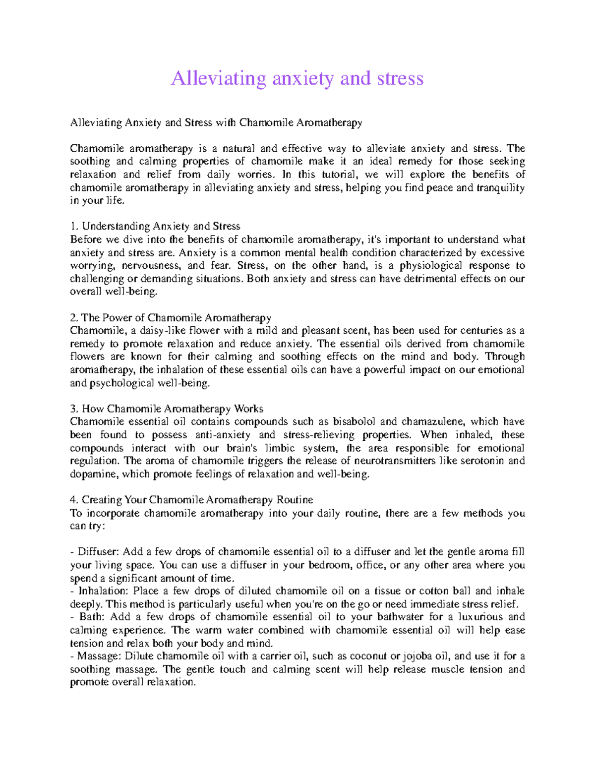 Alleviating anxiety and stress - Alleviating anxiety and stress ...