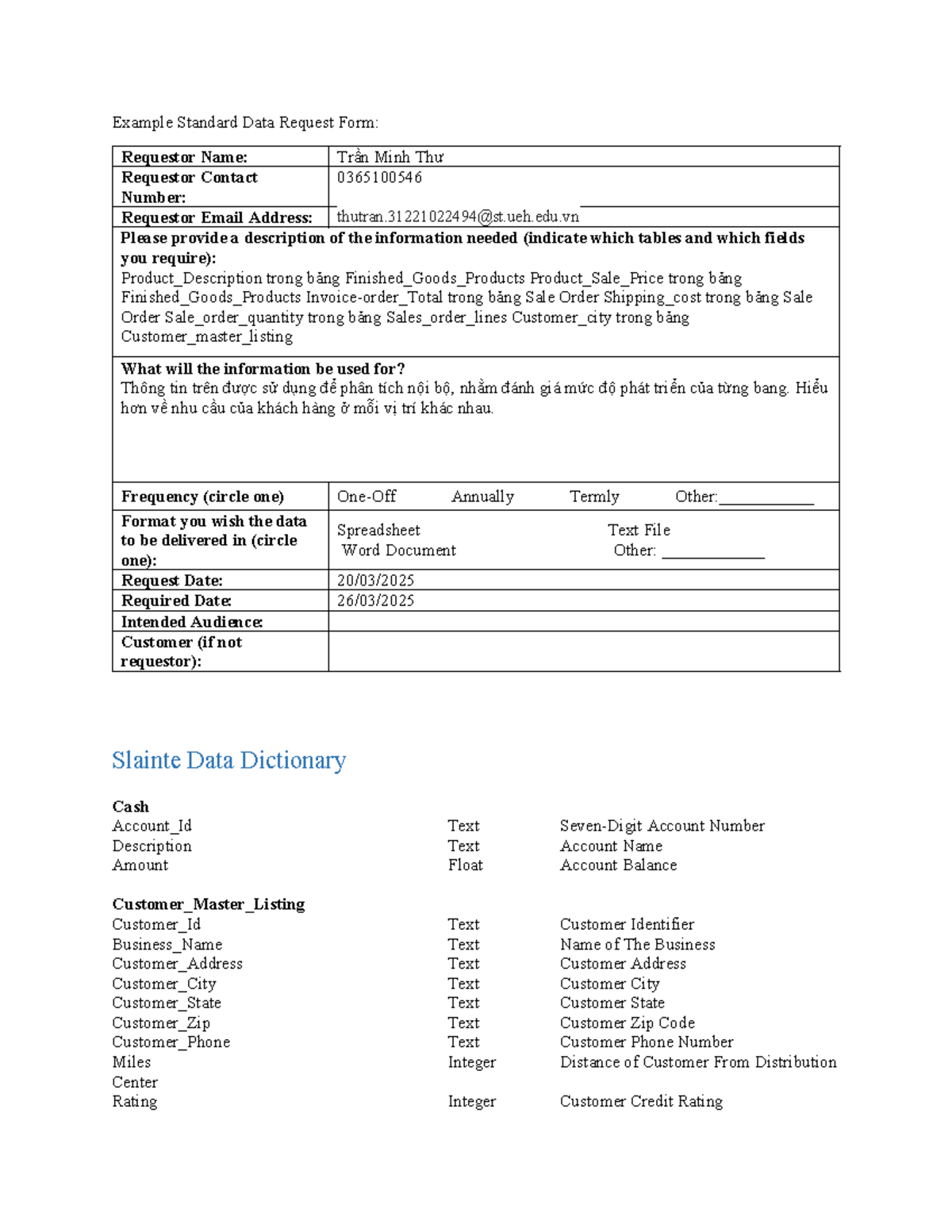 Data Request Form & Data Dictionary - Lab 2 - 31221022494 - Studocu