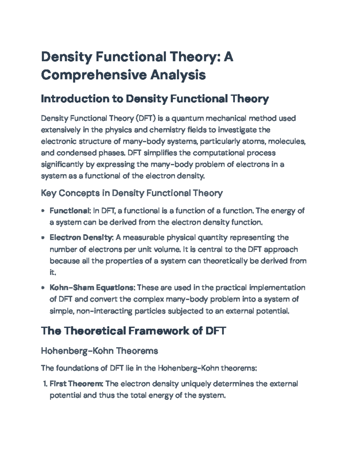 Comprehensive Overview of Density Functional Theory (DFT) Concepts ...